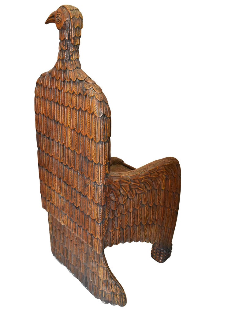 Spanish Pair of Eagle Shaped Wooden Armchairs, 1990s at 1stDibs