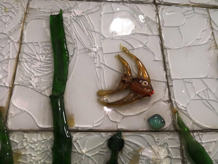 1970s Decorative Colored Blown Glass Bass-Relief For Sale at 1stDibs