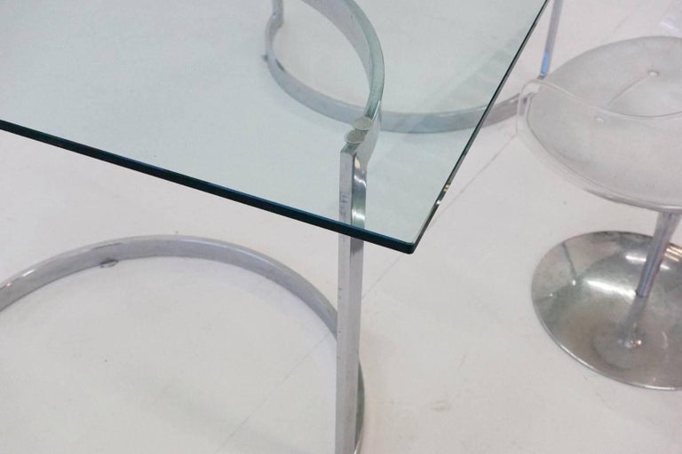 Chrome and Glass Dining Table Desk, Space Age For Sale at 1stDibs ...