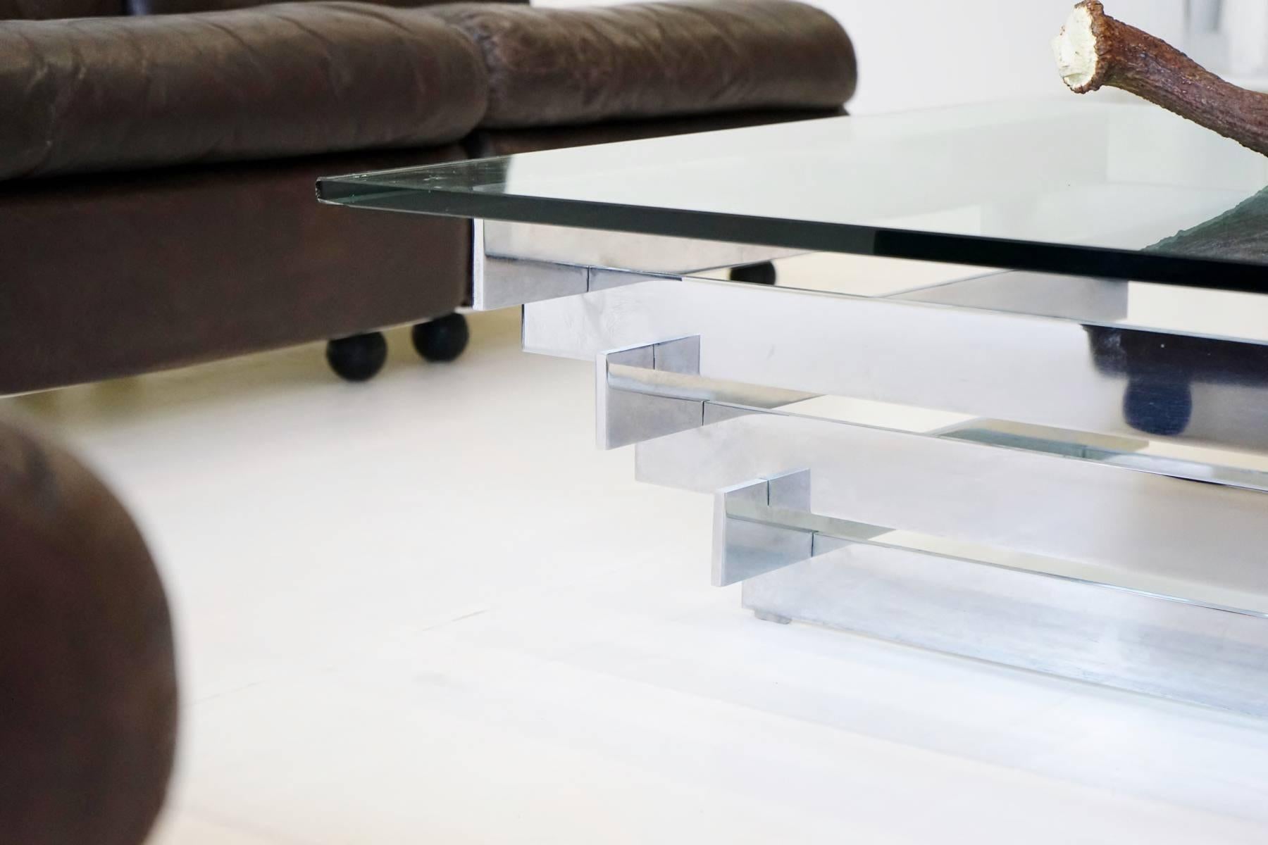 Glass Chrome Coffee Side Cocktail Table by Zaruch at 1stDibs