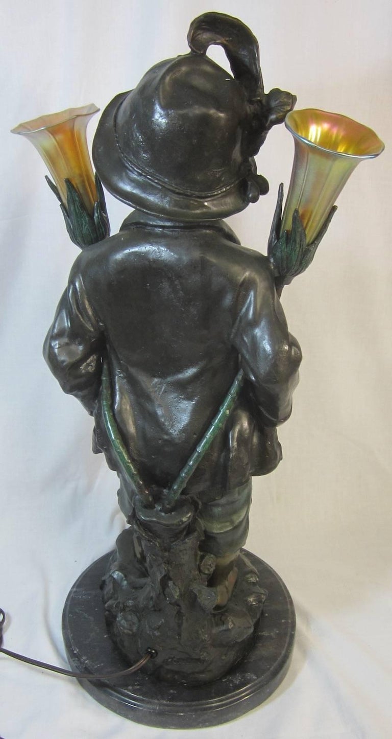 Alpine Boy, Haubner Bronze Table Lamp at 1stDibs