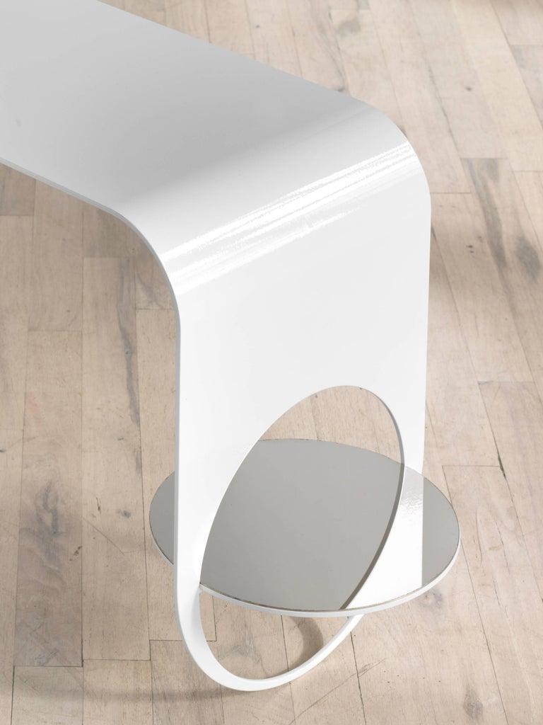 Thin Table 2 in Contemporary White Powder Coated Steel and Polished ...