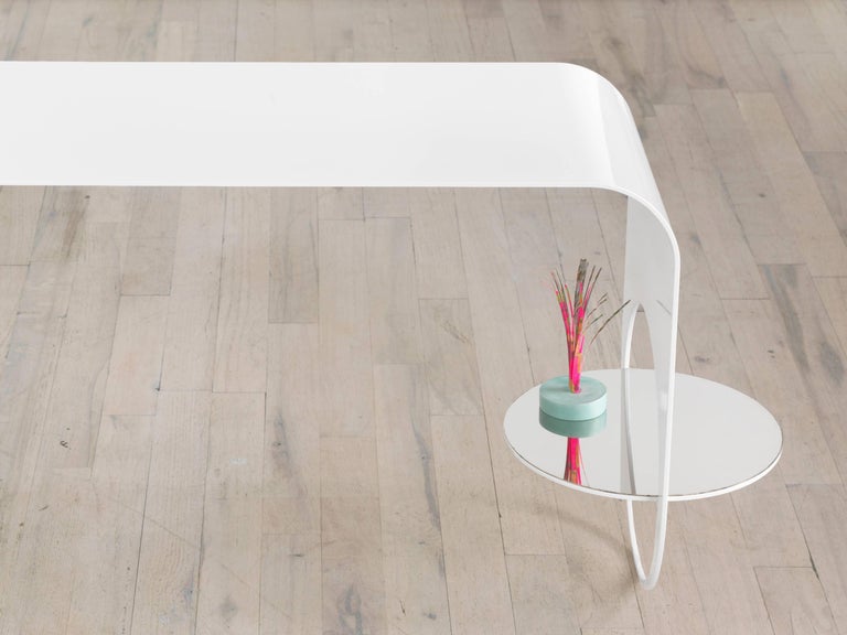 Thin Table 2 in Contemporary White Powder Coated Steel and Polished ...