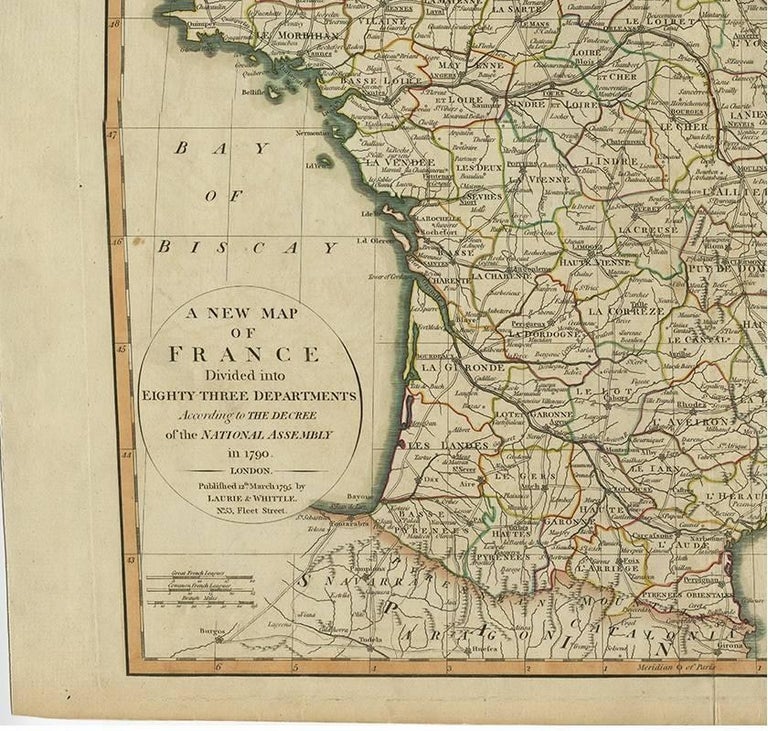 Antique Map of France by Laurie and Whittle, 1795 at 1stDibs