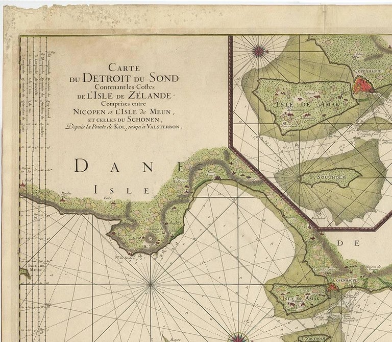 Antique Sea Chart of the coasts of Denmark and Sweden by C.A. Berey ...