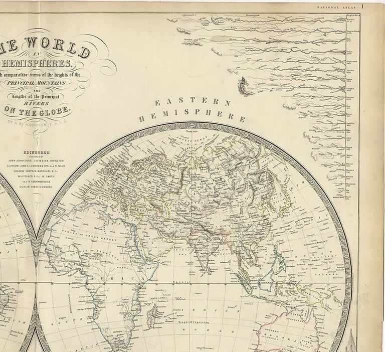 Antique World Map by A.K. Johnston, 1854 at 1stDibs
