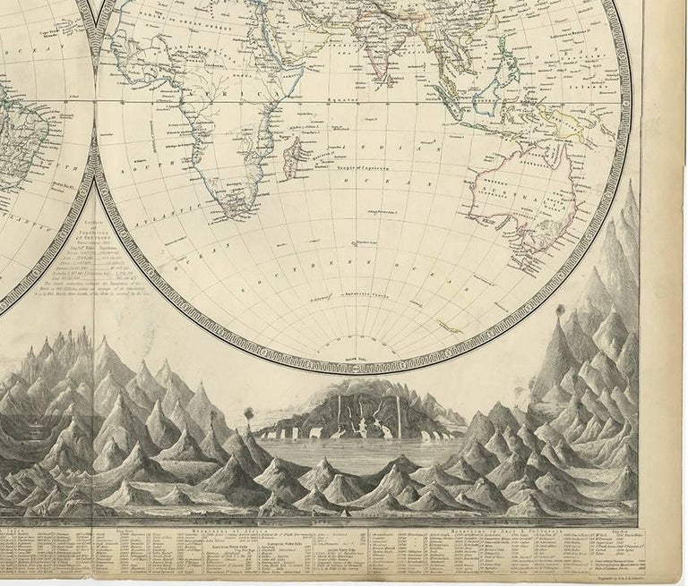 Antique World Map by A.K. Johnston, 1854 at 1stDibs