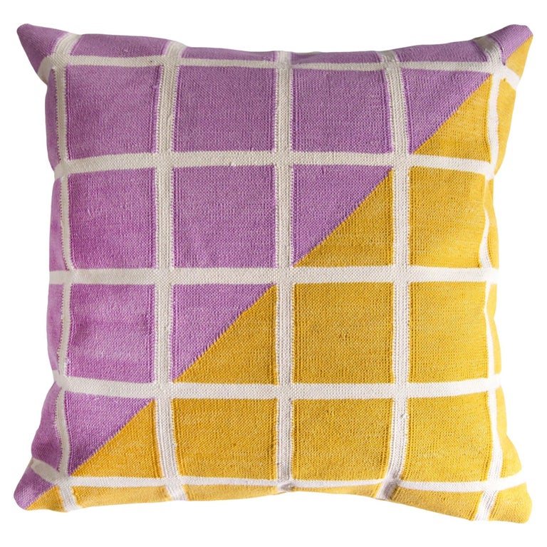 Geometric Grid Pillow, Reversible Diagonal For Sale at 1stDibs