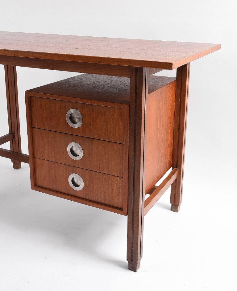 Small Desk Teak and Steel, Scandinavian 1960s, Mid-Century Modern ...