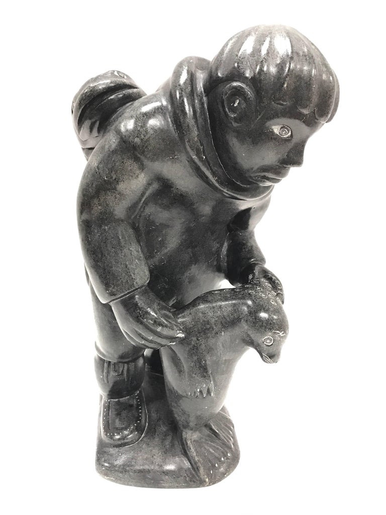 Inuit Soapstone Sculpture Figurine Art Figure For Sale at 1stDibs
