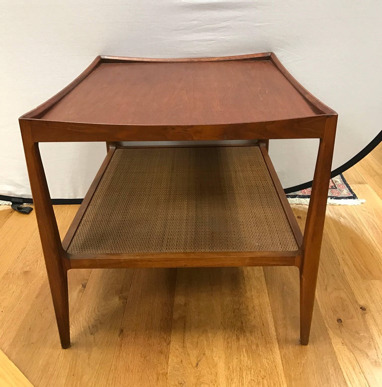 Midcentury Two-Tiered Walnut End Table For Sale at 1stDibs