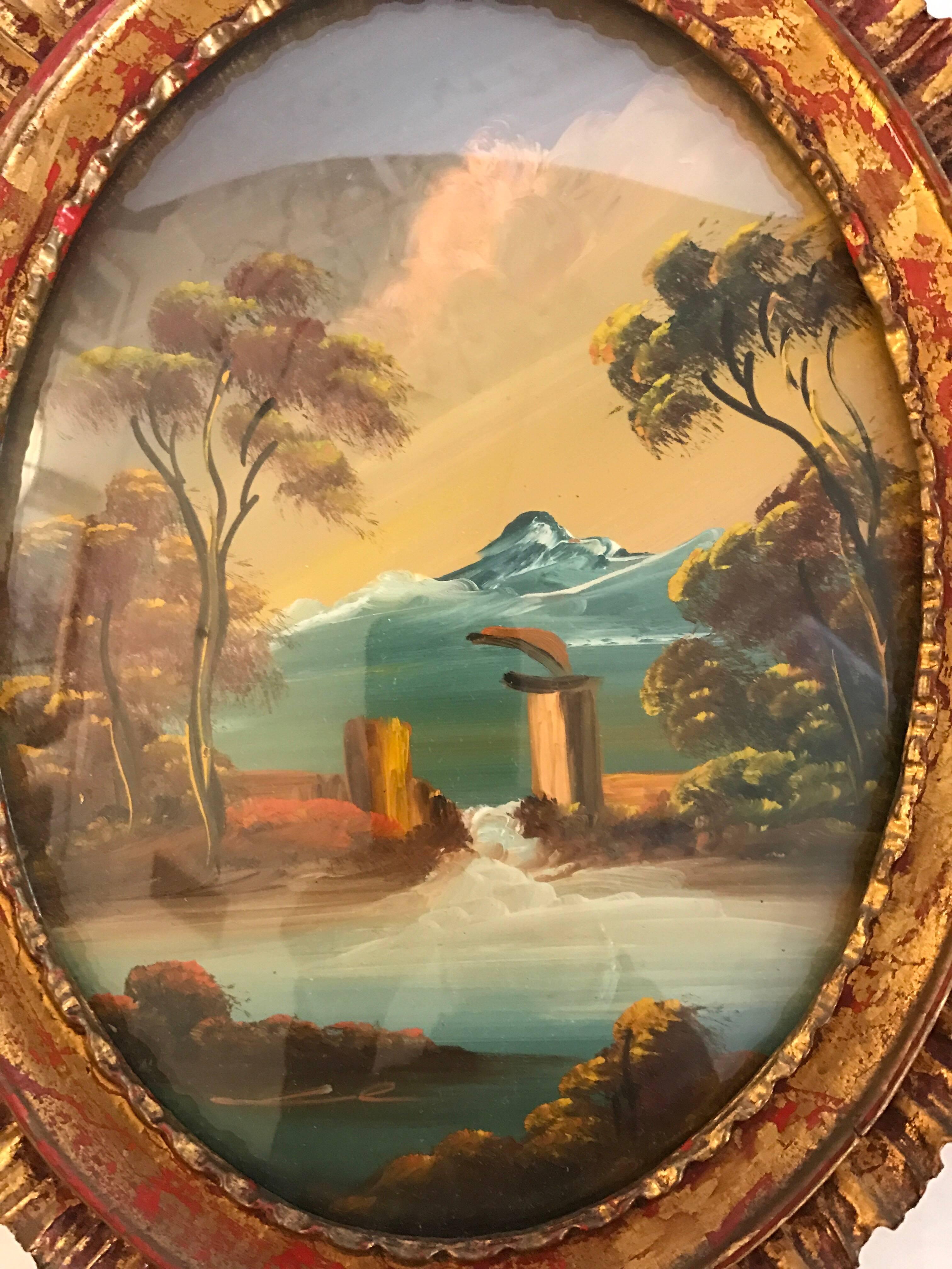 Pair of Signed Italian Oval Oil Paintings in Giltwood Frames at 1stDibs ...