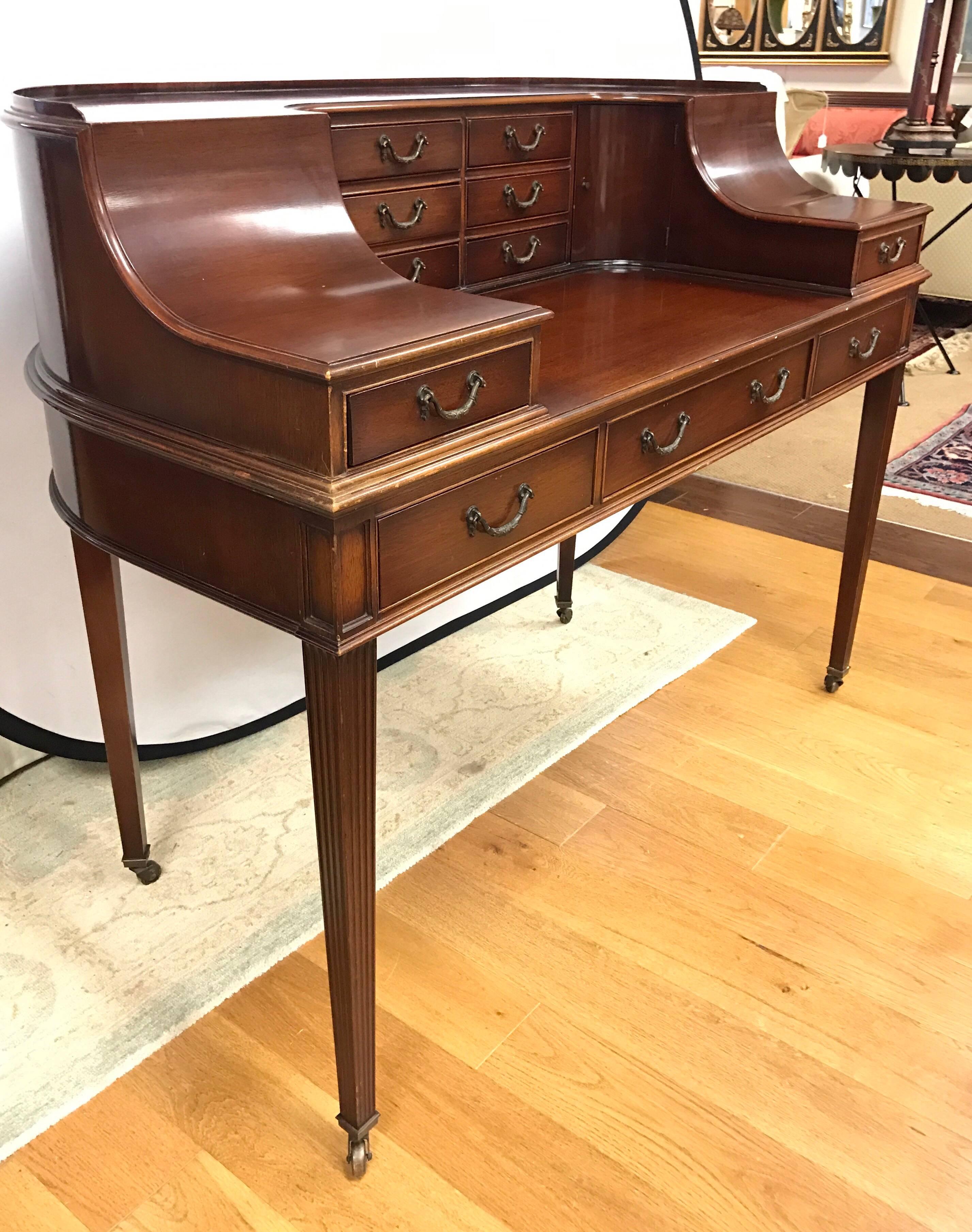 Sheraton Style Mahogany Carlton Desk at 1stDibs