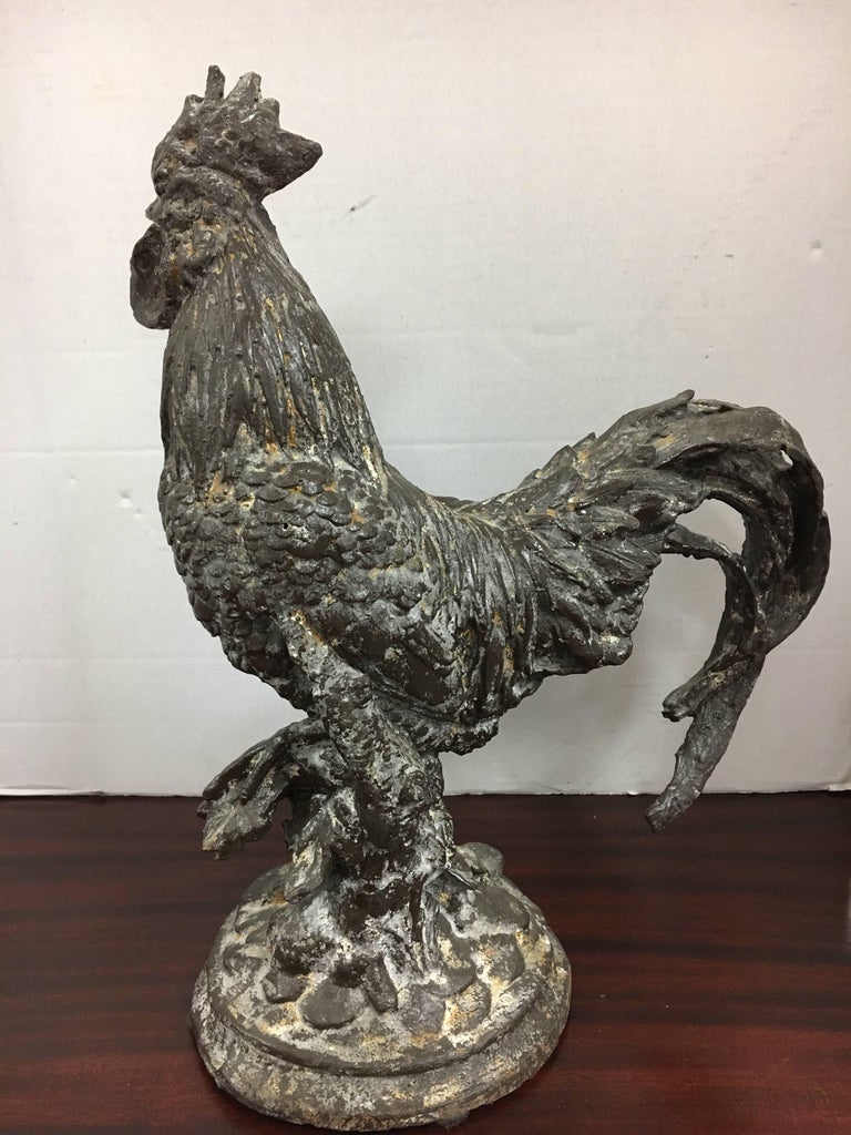 Monumental Late 19th Century Cast Iron Rooster Sculpture French at 1stDibs