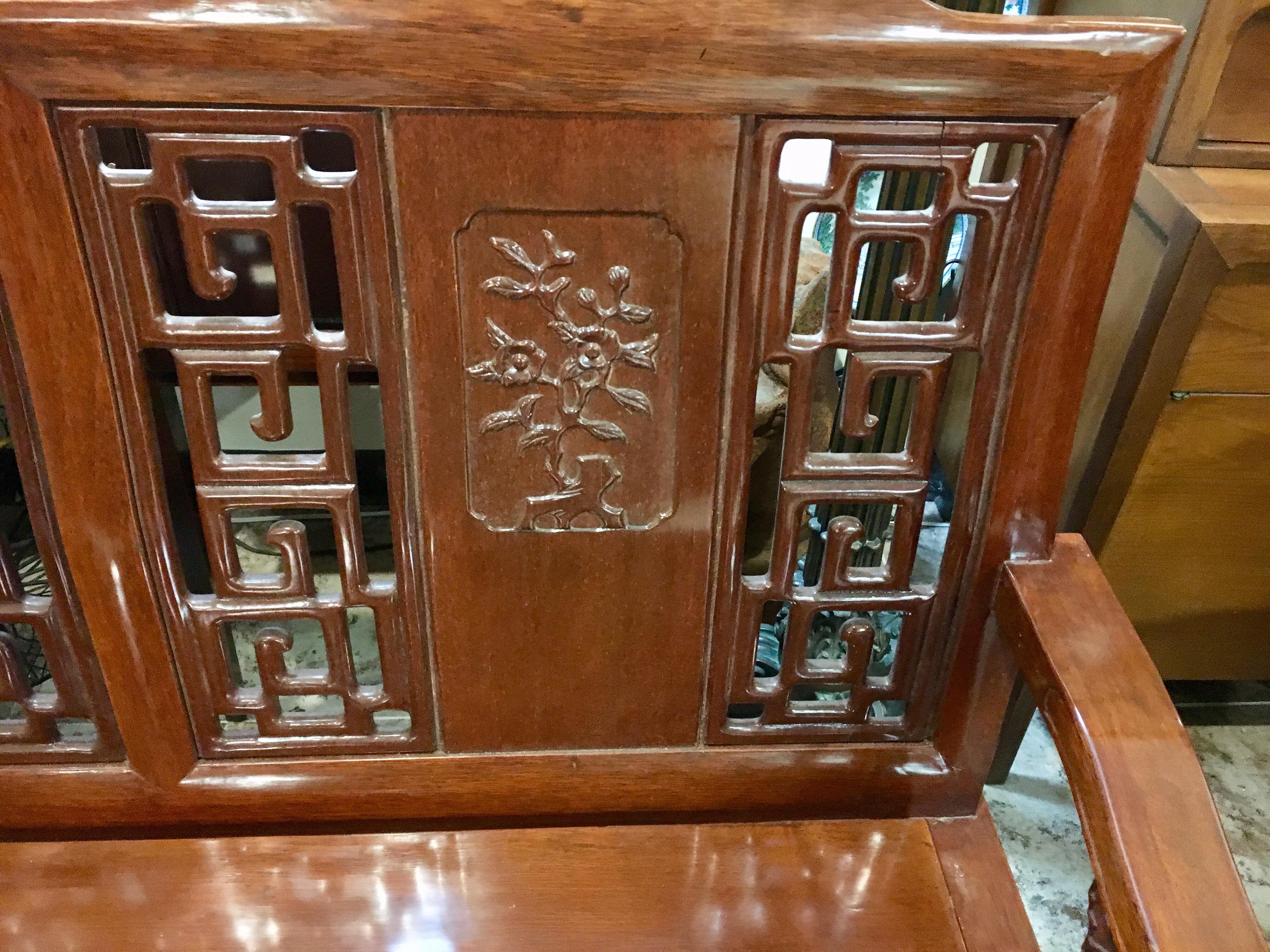 Asian Bench Carved Wood Expandable Daybed Platform Bed Settee at ...