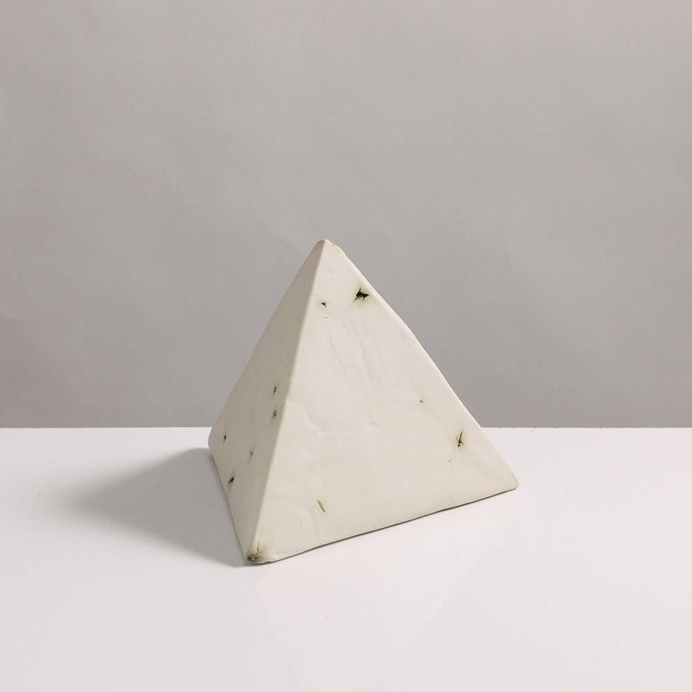 Relic Tetrahedron, Geometric White Porcelain Ceramic Small Sculptural ...