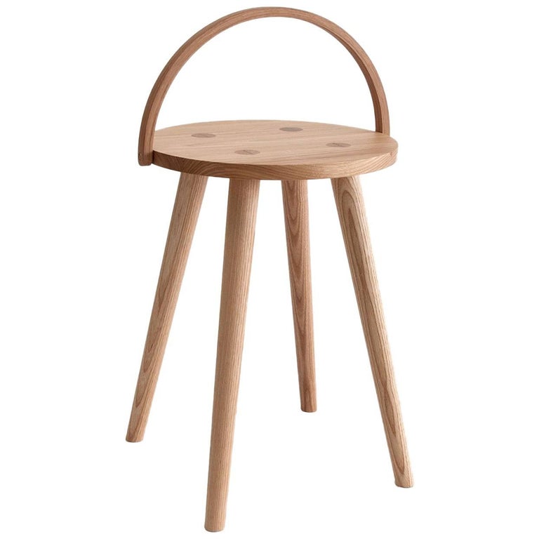 Single Bucket Stool, Seat Side Table with Bentwood Handle in Solid Ash ...