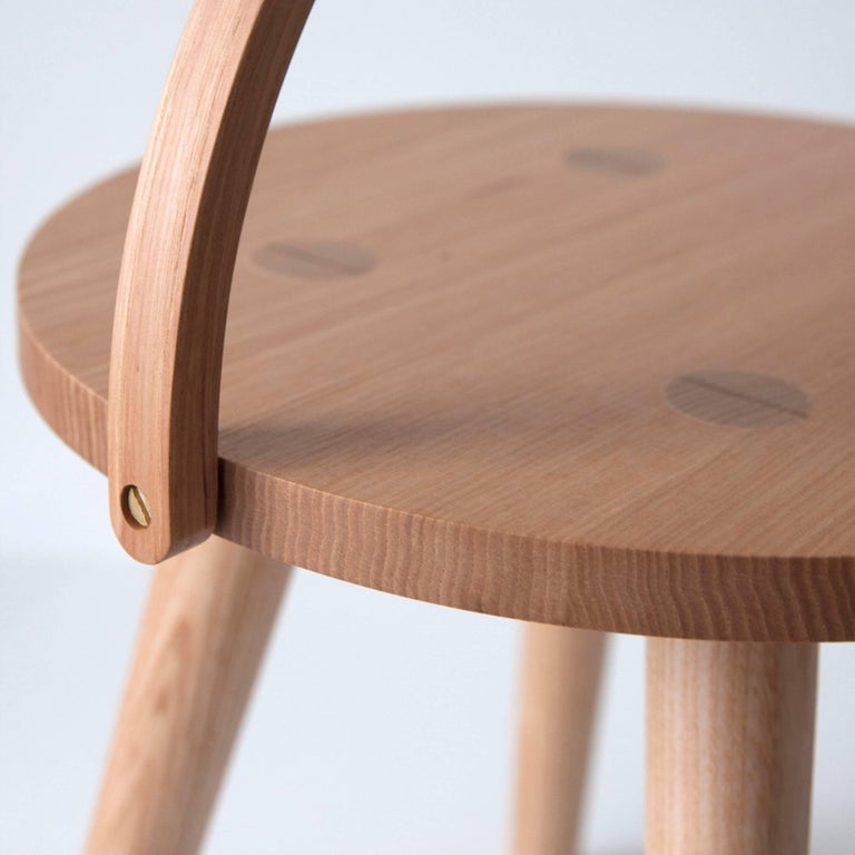 Step Bucket Stool, Low Seat or Side Table with Bentwood Handle in Solid ...