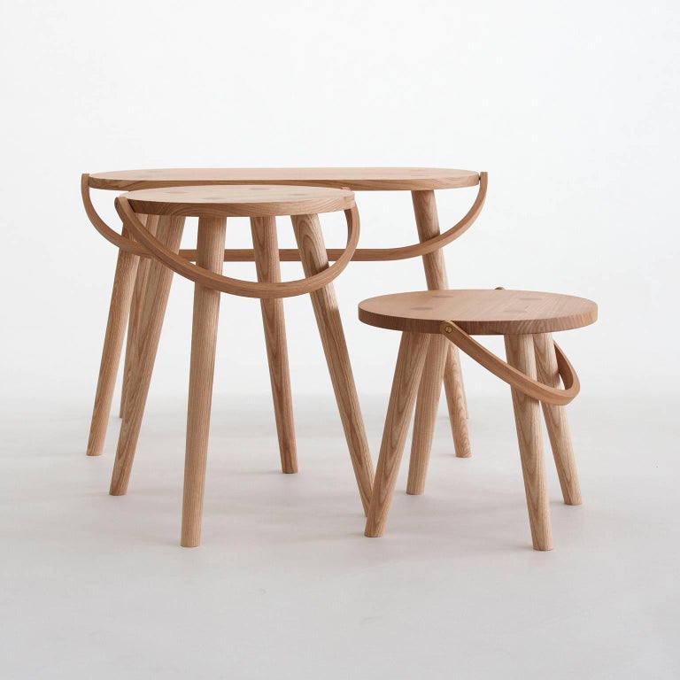 Step Bucket Stool, Low Seat or Side Table with Bentwood Handle in Solid ...