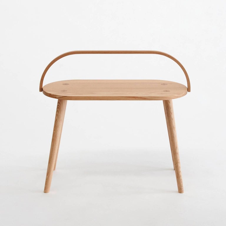 Double Bucket Stool, Wide Side Table or Seat with Bentwood Handle in ...