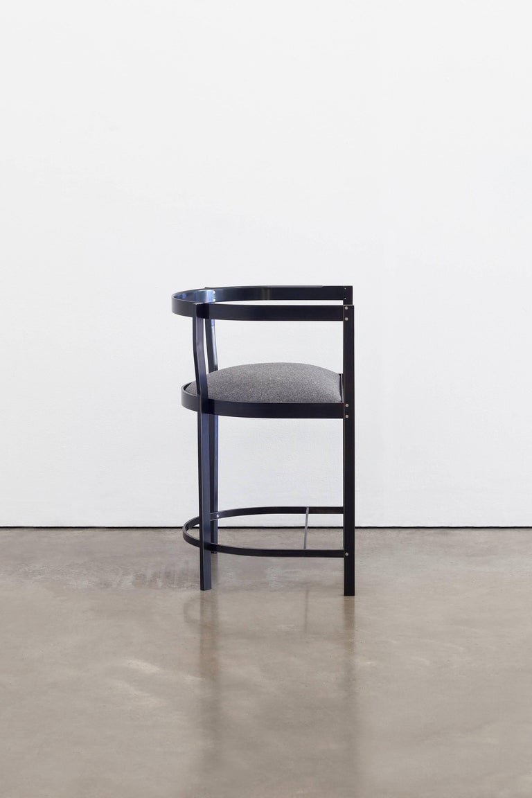 Connect Upholstered Dining Chair in Hand Blackened Aluminium and ...