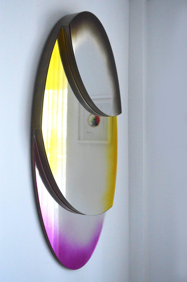 TRIO. Sculptural Oval Wall Mixed Media Mirror For Sale at 1stDibs ...