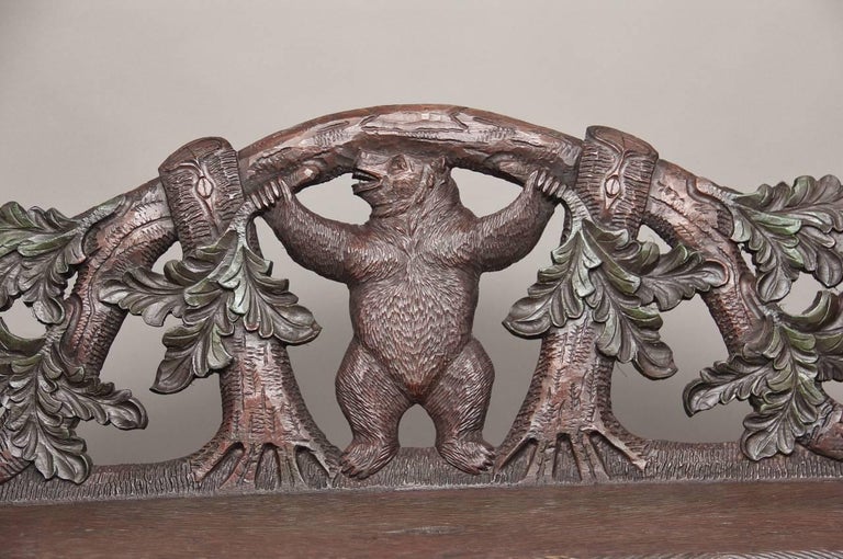 19th Century Black Forest Bear Hall Bench at 1stDibs