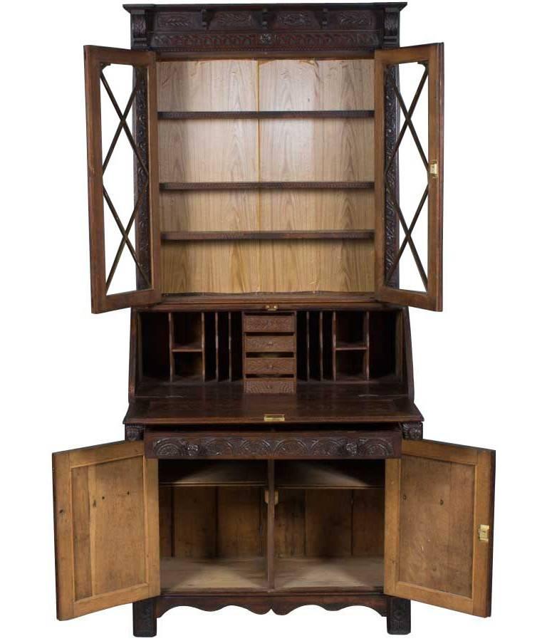 Antique Victorian Bureau Bookcase For Sale at 1stDibs