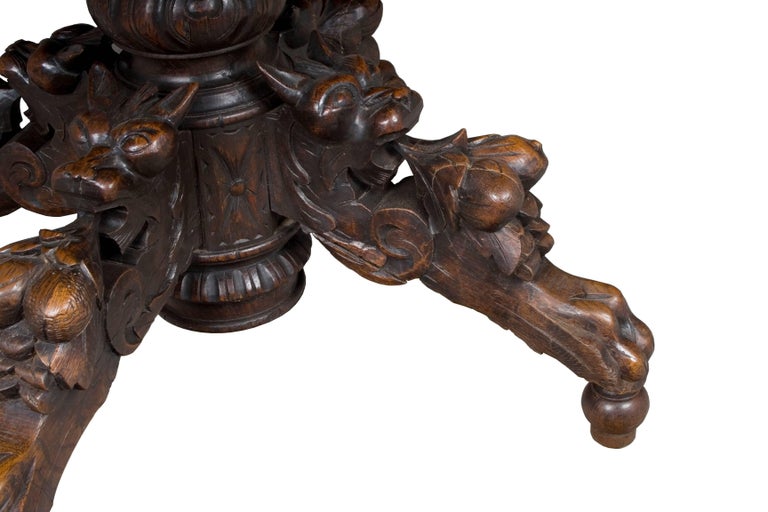 Antique Carved Oak Fox Head Oval Table at 1stDibs