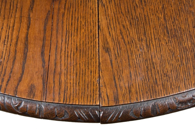 Antique Carved Oak Fox Head Oval Table at 1stDibs