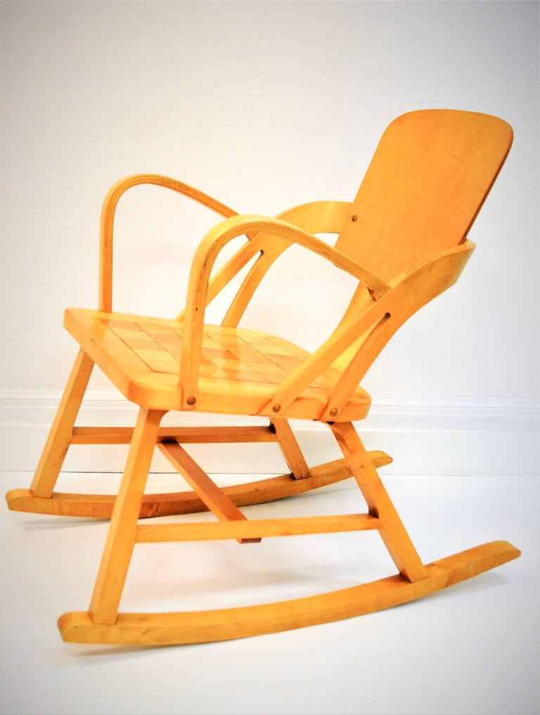 Norwegian Rocking Chair with Chesspatterns 1940-50`s by Per Aaslid ...