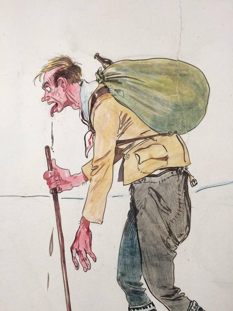 Unique Ink Drawing by Emil Huebl - Hatschen, 1922 Austria at 1stDibs