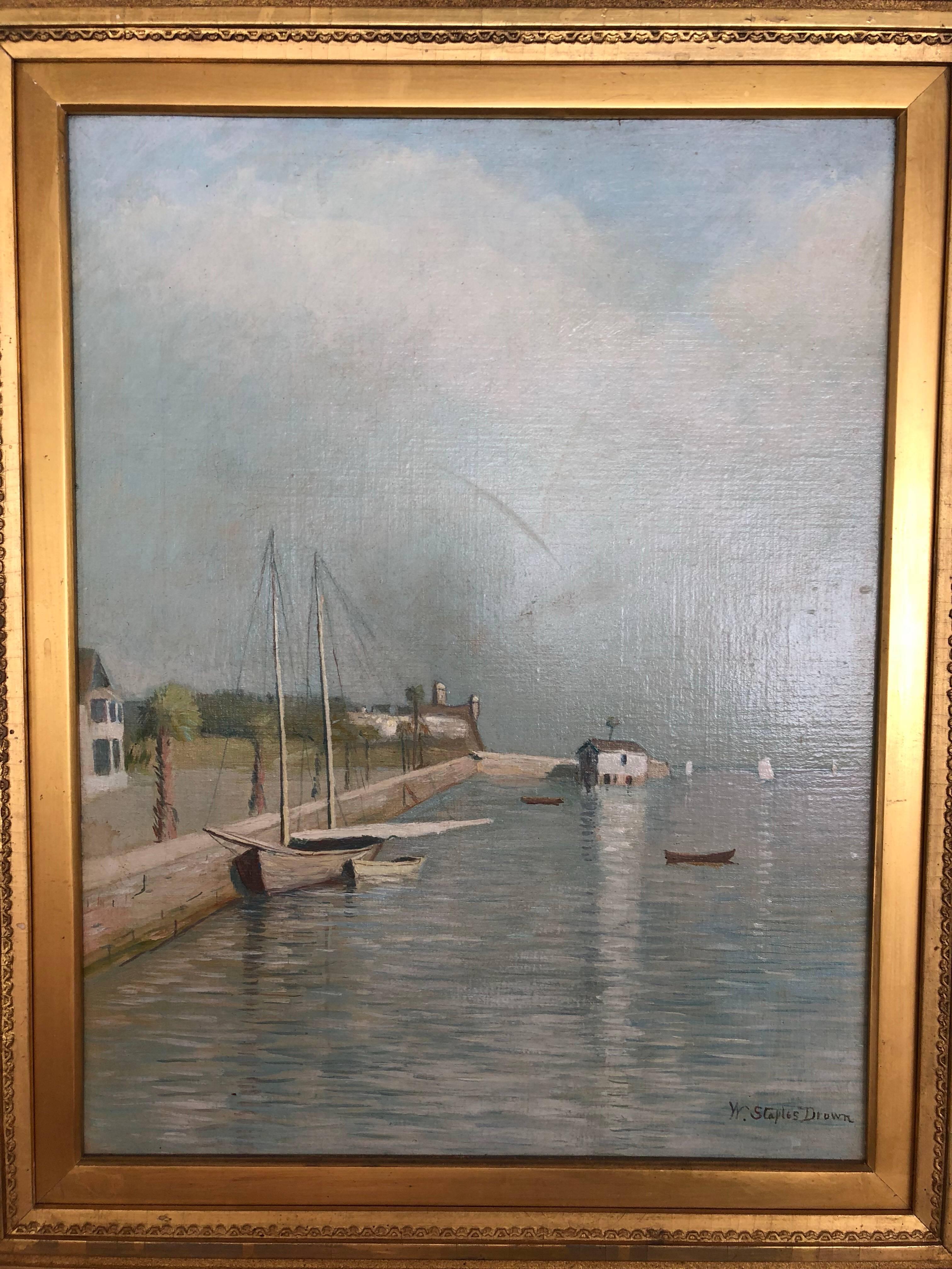 19th Century William Staples Drown "Sea Wall and Fort" St Augustine ...