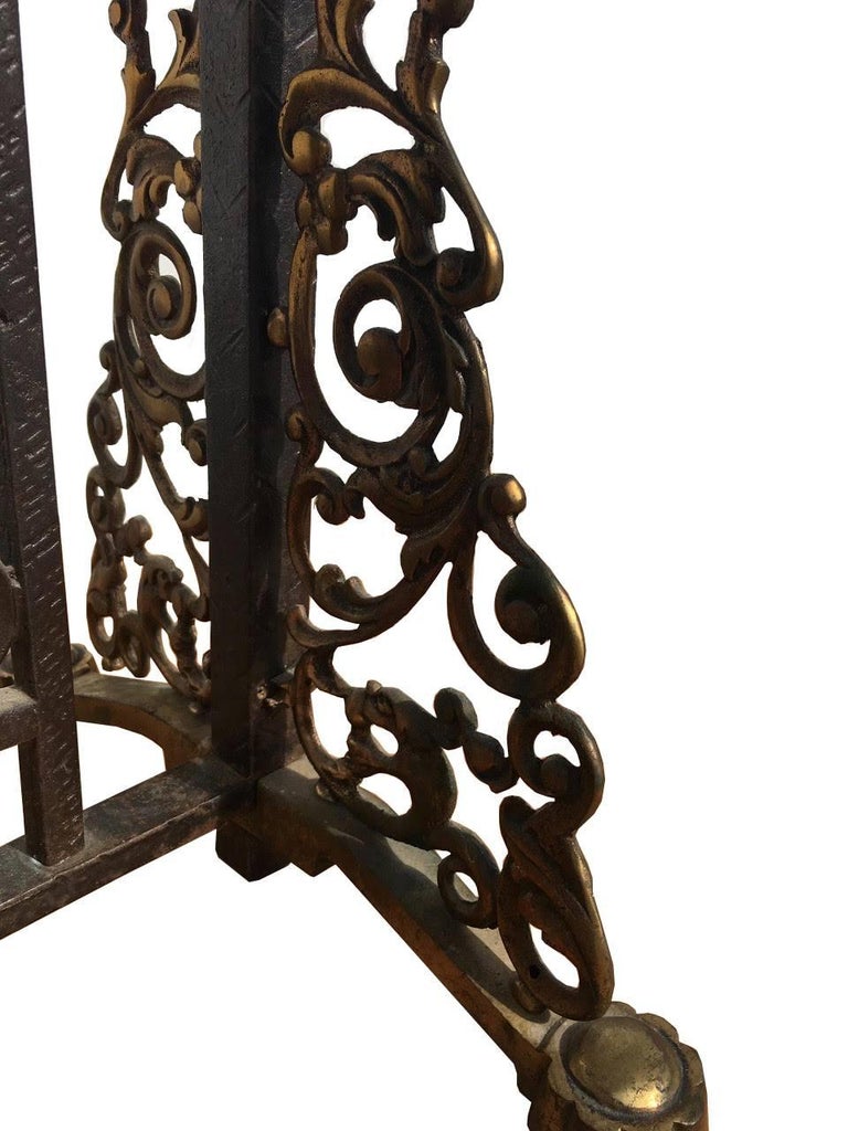 Oscar Bach Style Slate Top Wrought Iron and Bronze Bench at 1stDibs