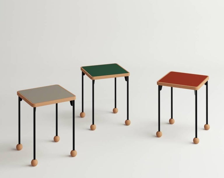 Contemporary Bauhaus Style Stool or Side Table in Metal and Wood For ...