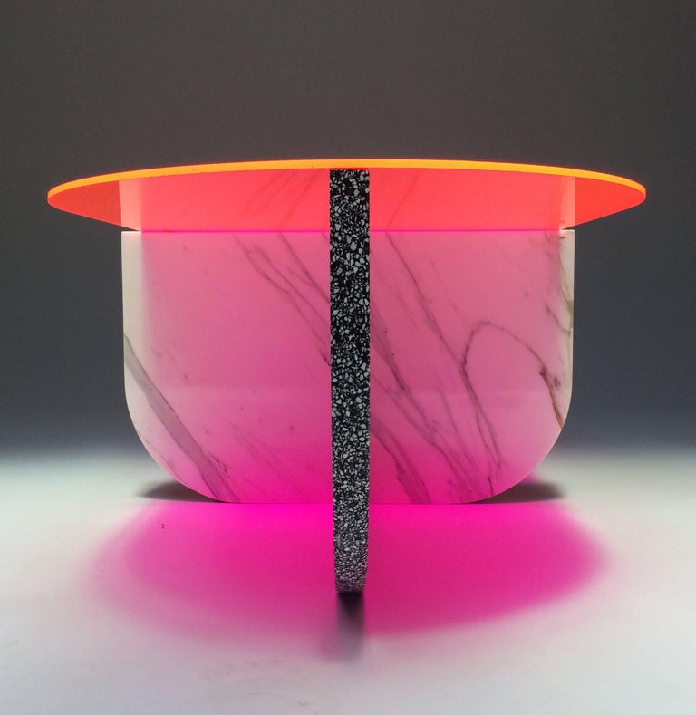 U Table Coffee Table in Terrazzo, Marble and Neon Acrylic For Sale at ...
