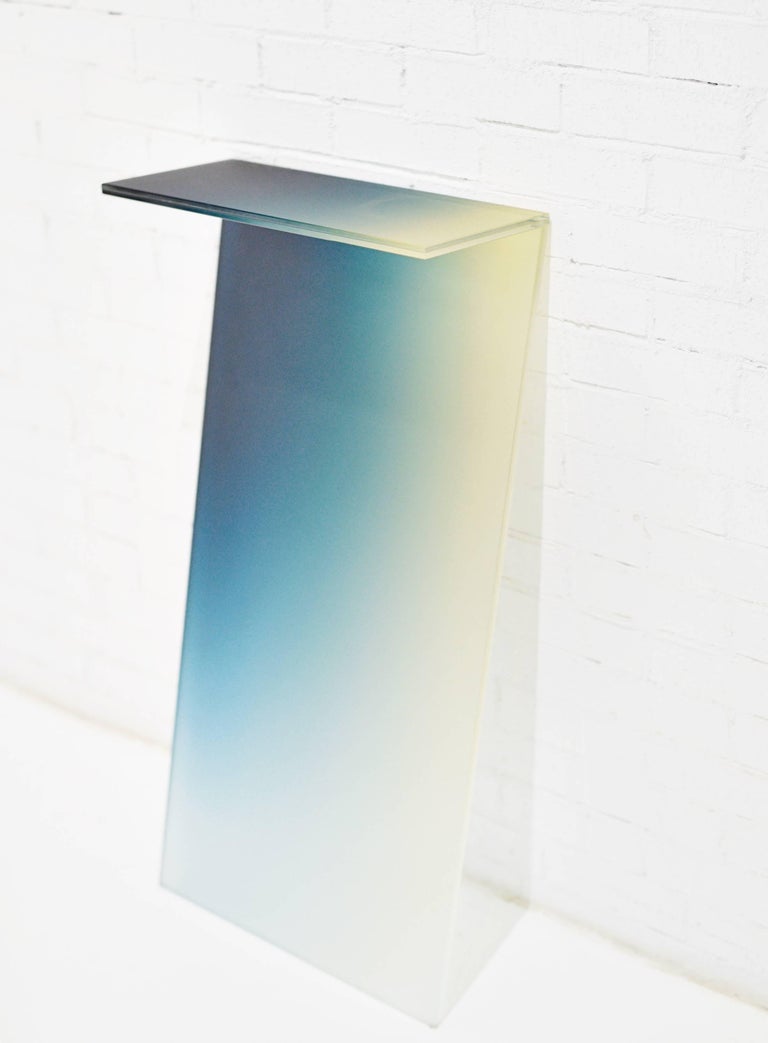 Ombre Glass Console or Shelf in Orange/Blue Frosted Glass For Sale at ...