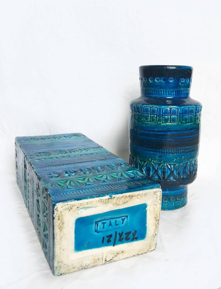Bitossi Rimini Blue Pair of Vases, Aldo Londi, Italy For Sale at 1stDibs