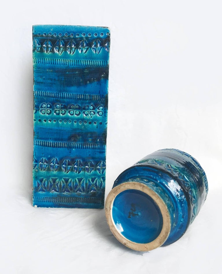 Bitossi Rimini Blue Pair of Vases, Aldo Londi, Italy For Sale at 1stDibs