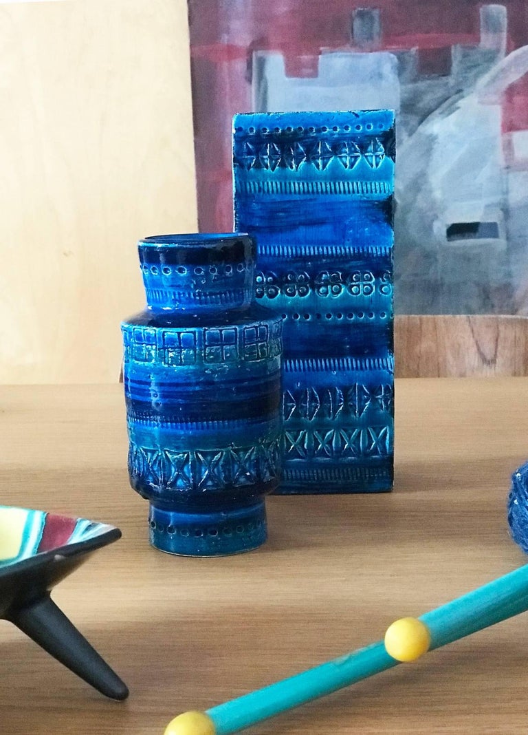 Bitossi Rimini Blue Pair of Vases, Aldo Londi, Italy For Sale at 1stDibs