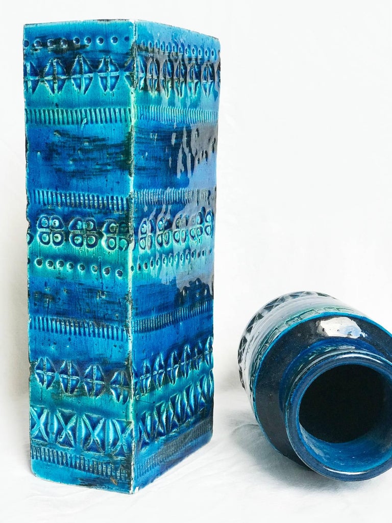 Bitossi Rimini Blue Pair of Vases, Aldo Londi, Italy For Sale at 1stDibs