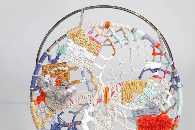 Ottoman with Hand-Knotted Multi-Colored Rope and Wool Yarn by ...