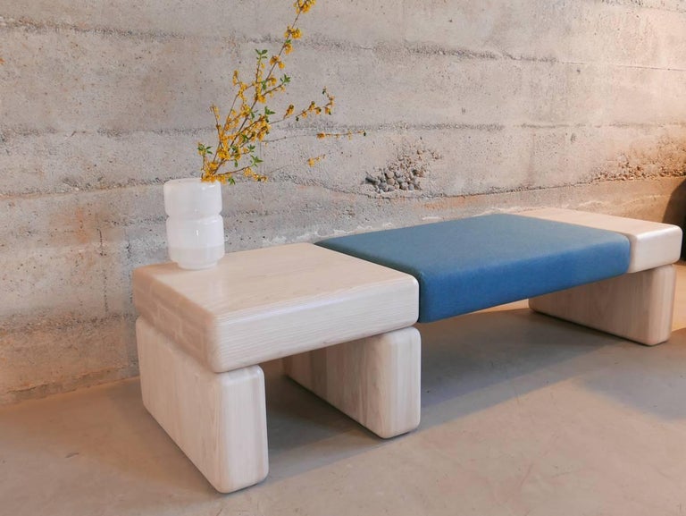 7-foot Bench in White Ash with Wool Upholstered Cushion by Hinterland ...