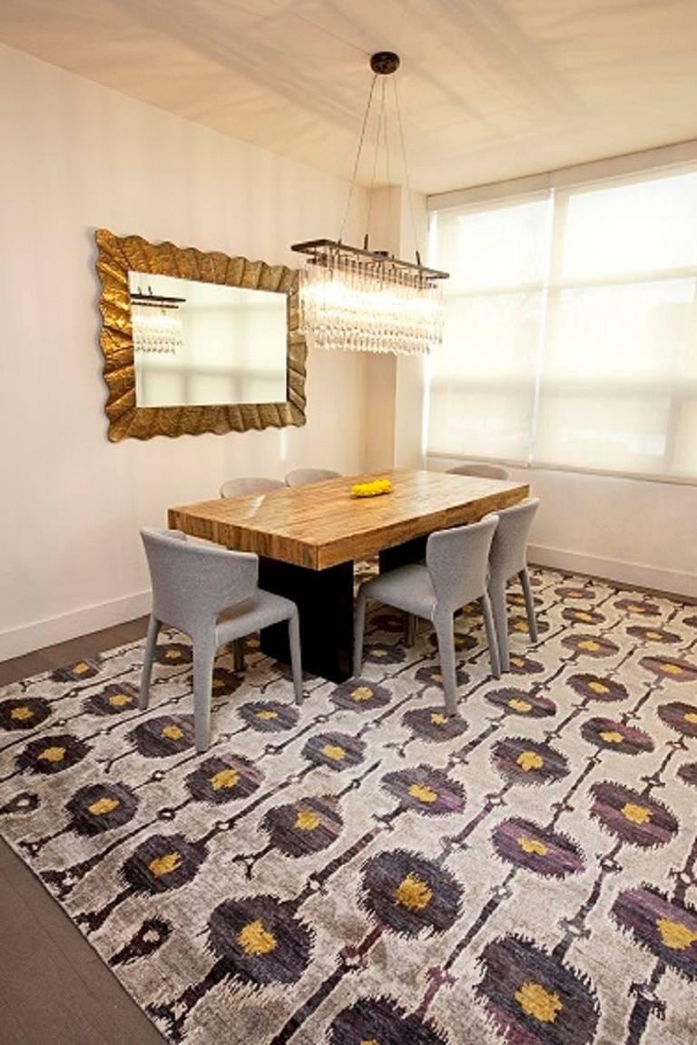 Silver Gold Grey Plum Silk Hand Woven Classic Rug in Stock For Sale at ...