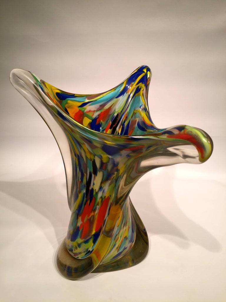ITAMO PUSTETTO Artistic Blown Murano Glass Vase, circa 1950 at 1stDibs