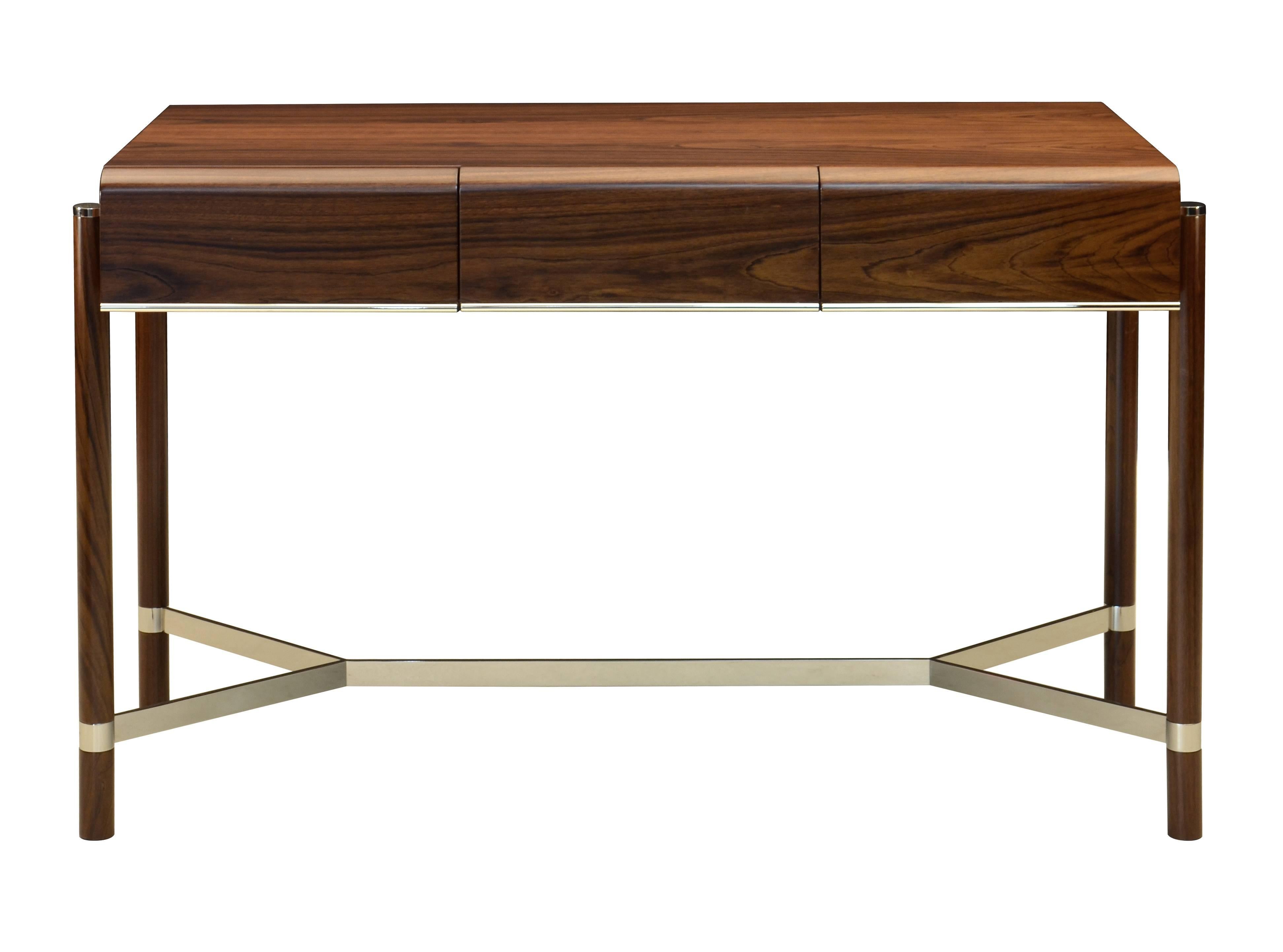 "RAJ" Contemporary Console Table in Hardwood and Brass For Sale at 1stDibs