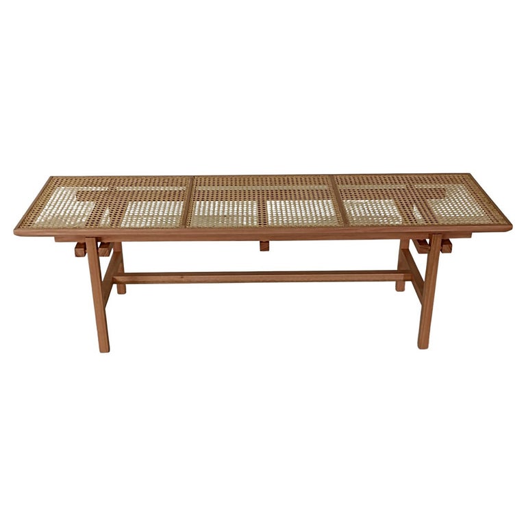 Mute Bench in Tauari Hardwood and Straw, Minimal Style with Japanese ...