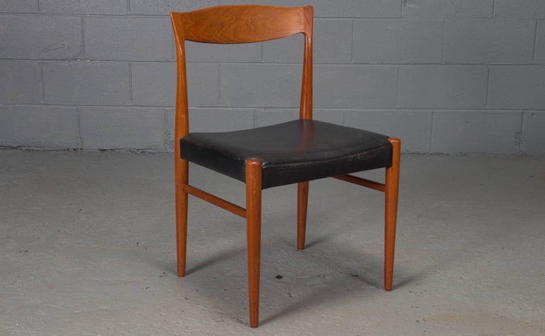 Set of Six Teak Danish Modern Dining Chairs by Henning Kjaernulf at 1stDibs
