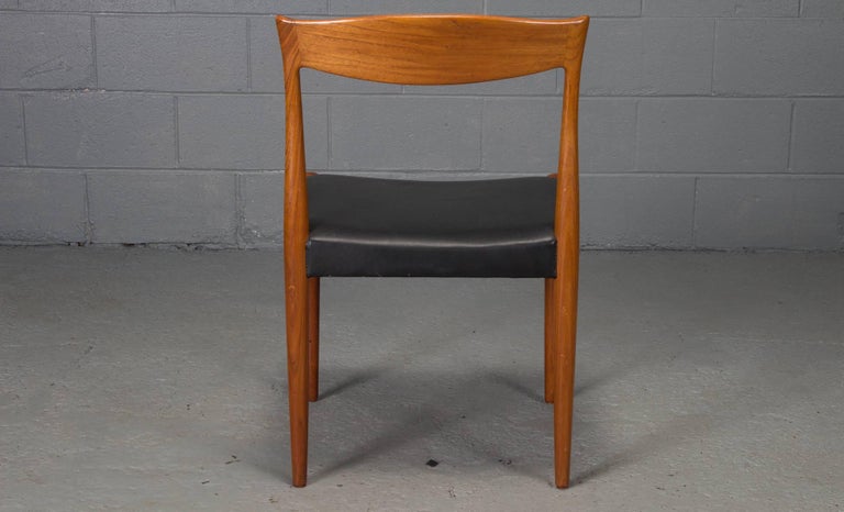 Set of Six Teak Danish Modern Dining Chairs by Henning Kjaernulf at 1stDibs
