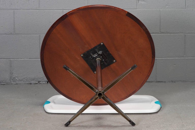 Round Rosewood and Chrome Pedestal Base Coffee Table For Sale at 1stDibs